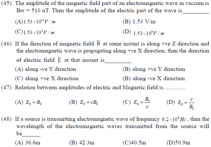 NEET UG Physics Electromagnetic Waves MCQs with Answers